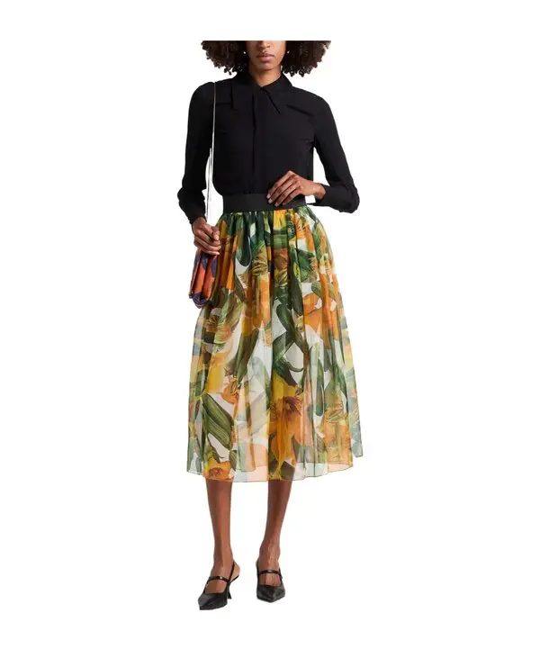 Dolce & Gabbana Floral Print Tulle Skirt