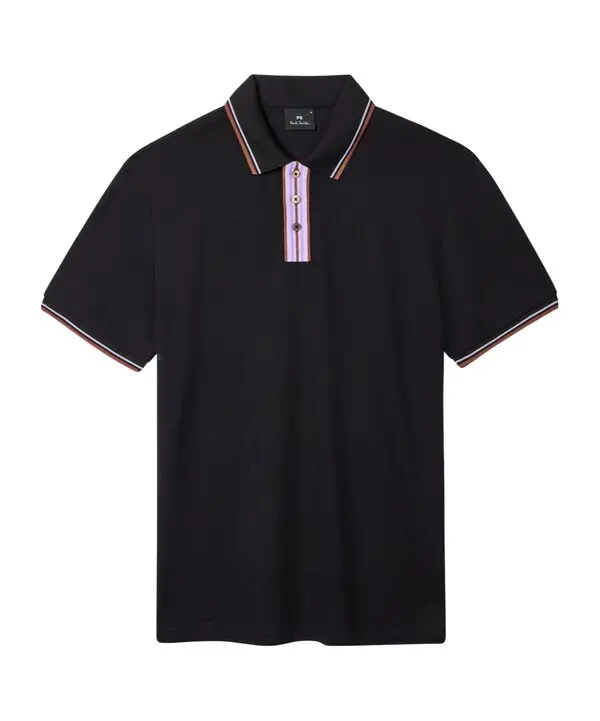 Paul Smith Striped Shortsleeve Polo - Black