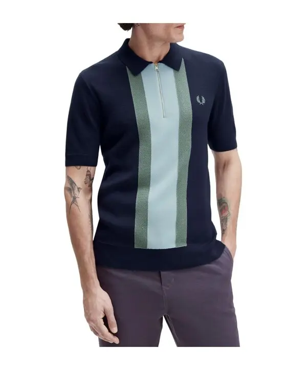 Fred Perry Stripe Zipped Short-sleeve Polo Shirt