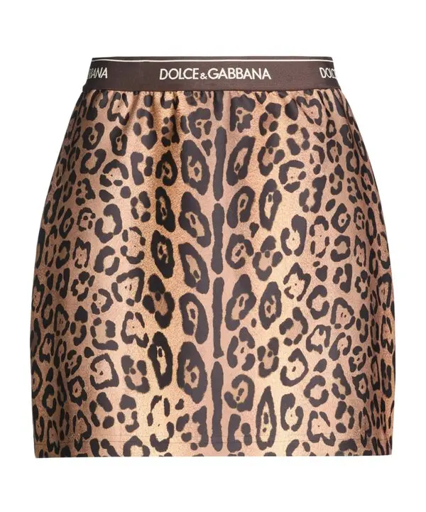 Dolce & Gabbana Leopard Print Flare Skirt - Camel