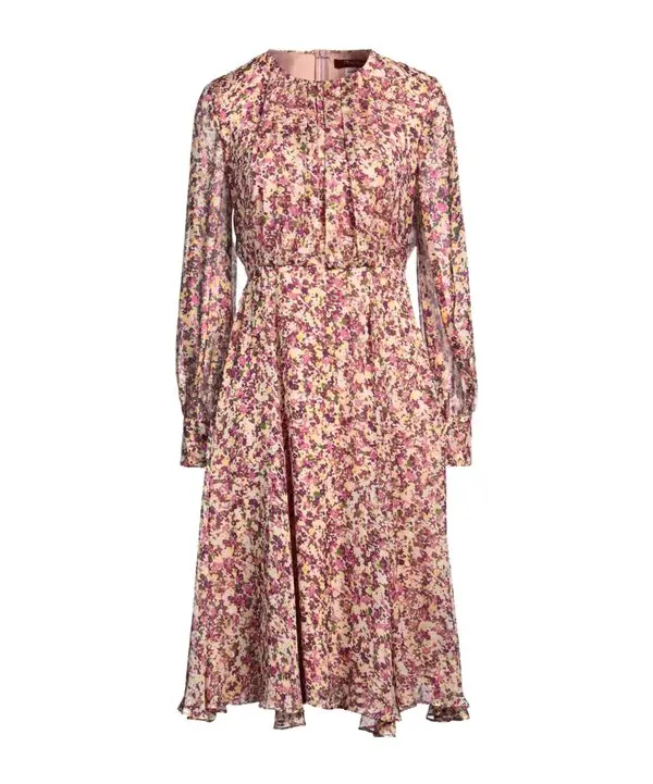 Max Mara Floral Print Long-sleeve Dress - Pink