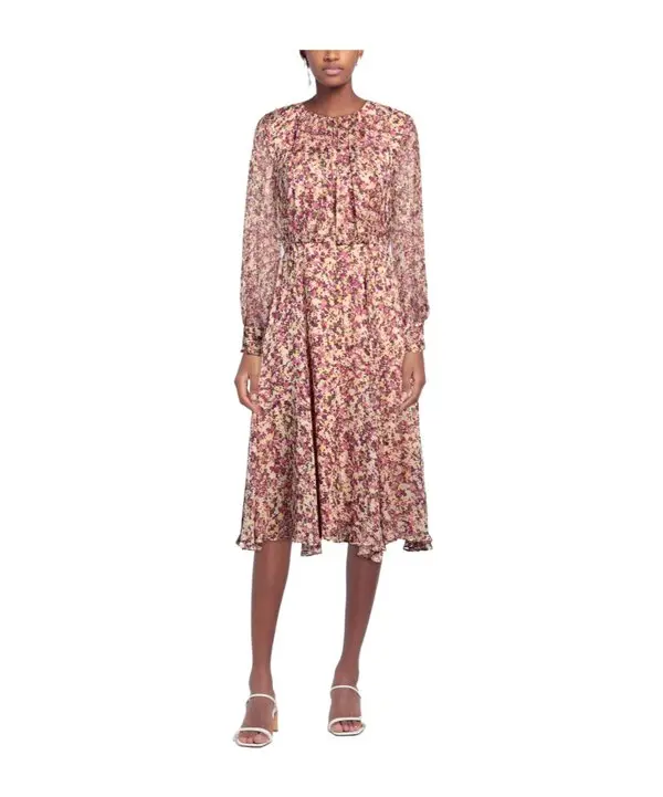 Max Mara Floral Print Long-sleeve Dress