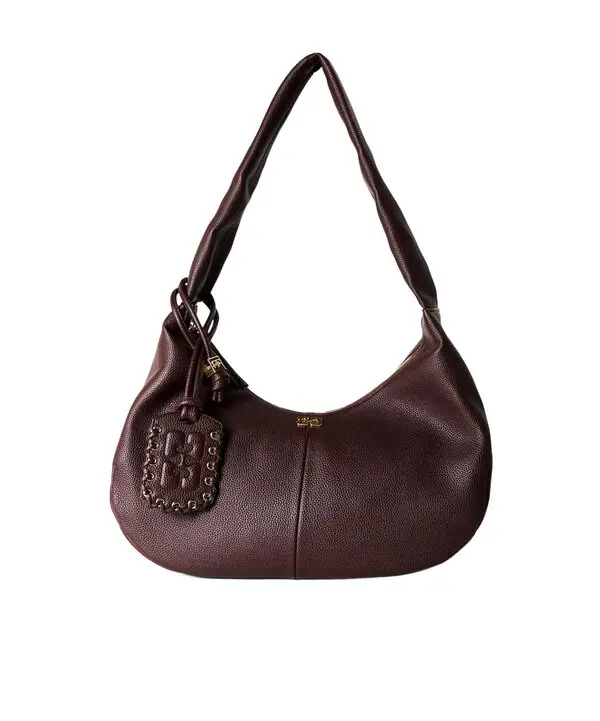 GANNI Pebbled Leather Hobo Shoulder Bag