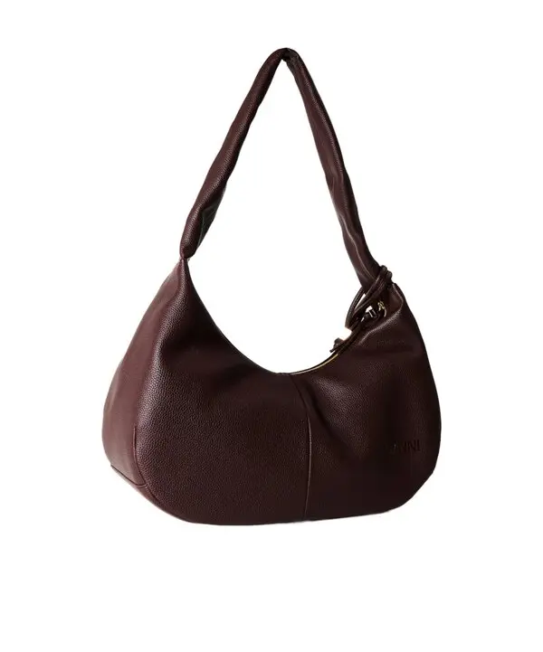 GANNI Pebbled Leather Hobo Shoulder Bag