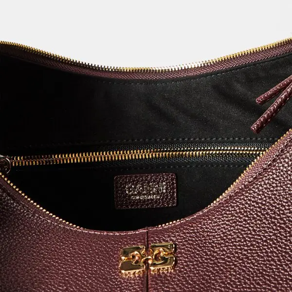 GANNI Pebbled Leather Hobo Shoulder Bag