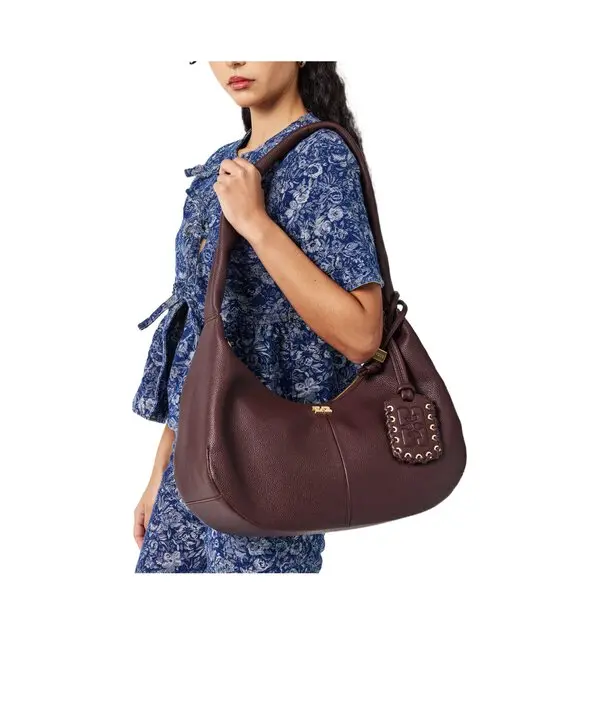 GANNI Pebbled Leather Hobo Shoulder Bag