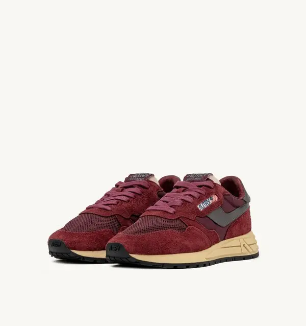 AUTRY Reelwind Logo Patch Lace-up Sneakers - Wine Red