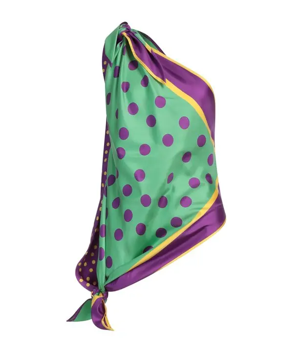 Dolce & Gabbana One-shoulder Polka Dot Satin Top - Purple
