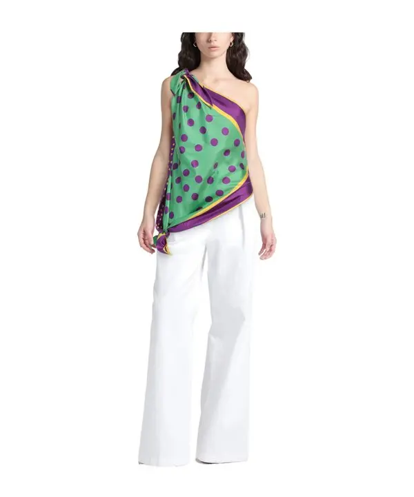 Dolce & Gabbana One-shoulder Polka Dot Satin Top - Purple