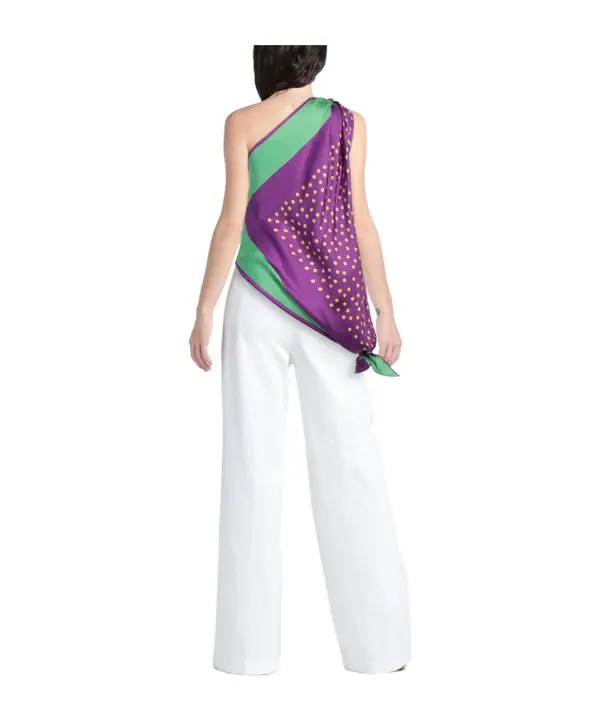 Dolce & Gabbana One-shoulder Polka Dot Satin Top - Purple