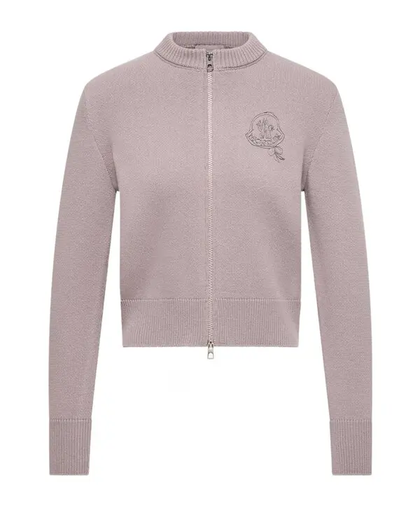 Moncler Wool And Cashmere Zip-up Cardigan - Lilac