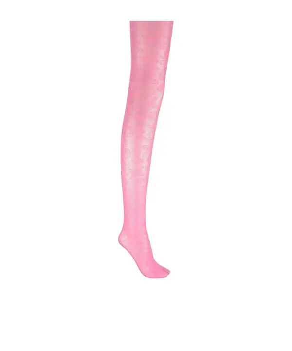 GANNI Sheer Knit Jacquard Tights - Pink