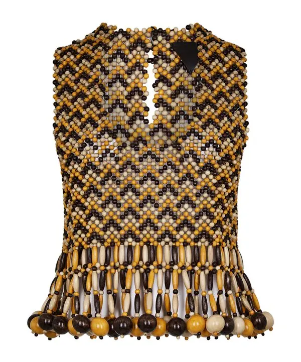 Bottega Veneta Beaded Geometric Print Vest