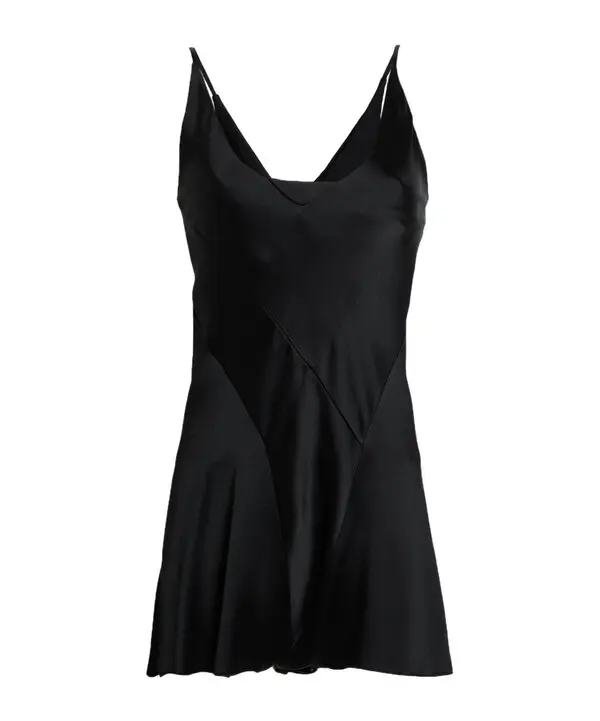 MAISON MARGIELA Solid Sleeveless V-neck Satin Bodysuit - Black