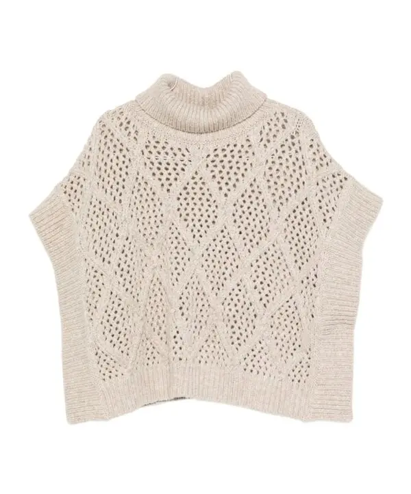 Peserico Open-knit Turtleneck Sweater - Nude