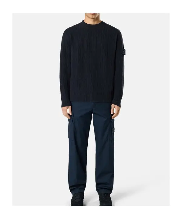Stone Island Long-sleeved Pullover With Ribbed Trim - Blue