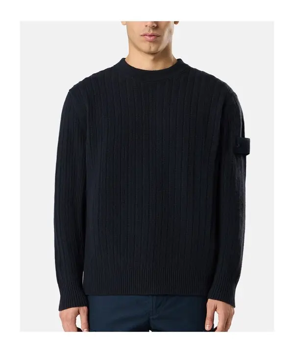 Stone Island Long-sleeved Pullover With Ribbed Trim - Blue