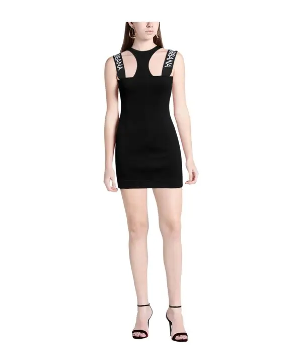Dolce & Gabbana Sleeveless Bodycon Knit Dress With Logo Straps