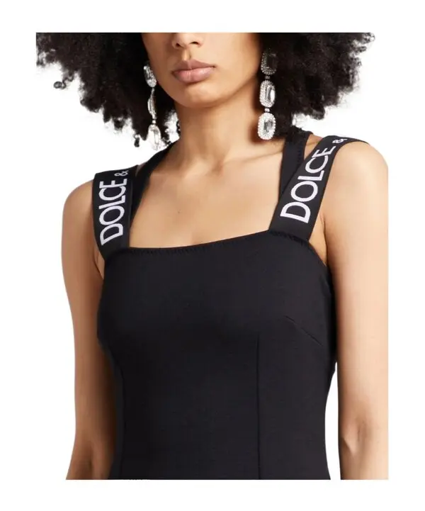 Dolce & Gabbana Sleeveless Bodycon Knit Dress With Logo Straps