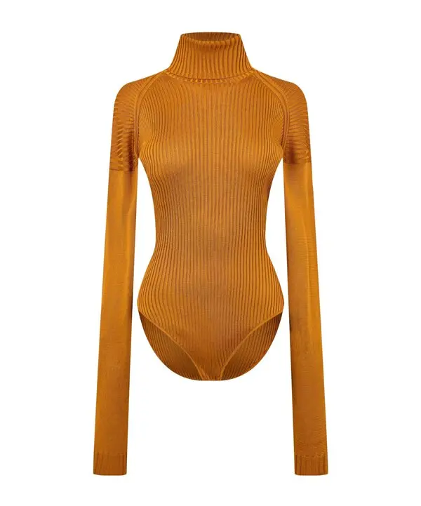 Bottega Veneta Solid Color Bodysuit - Orange