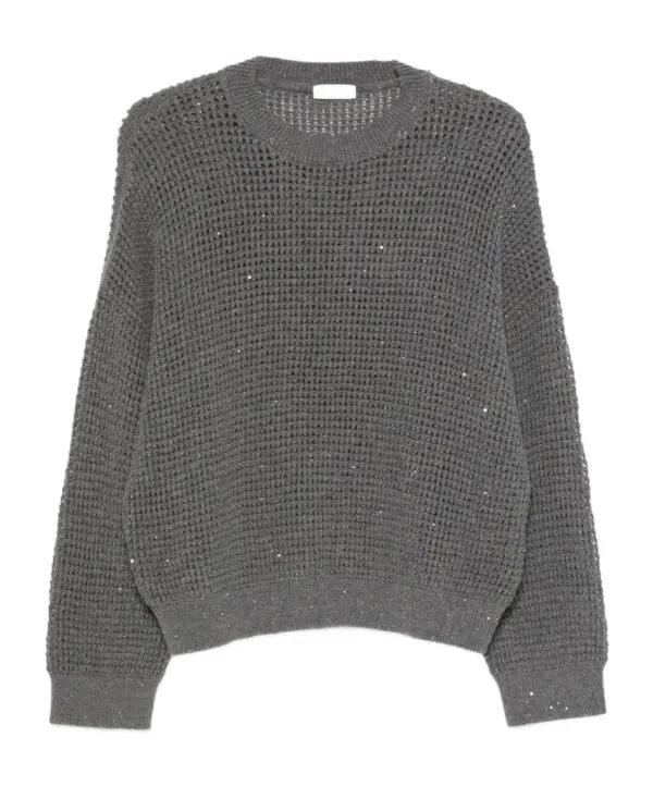 Peserico Sequin-embellished Open-knit Sweater - Grey