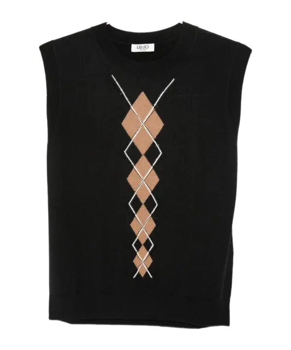 Liu Jo Argyle Jacquard Knit Vest