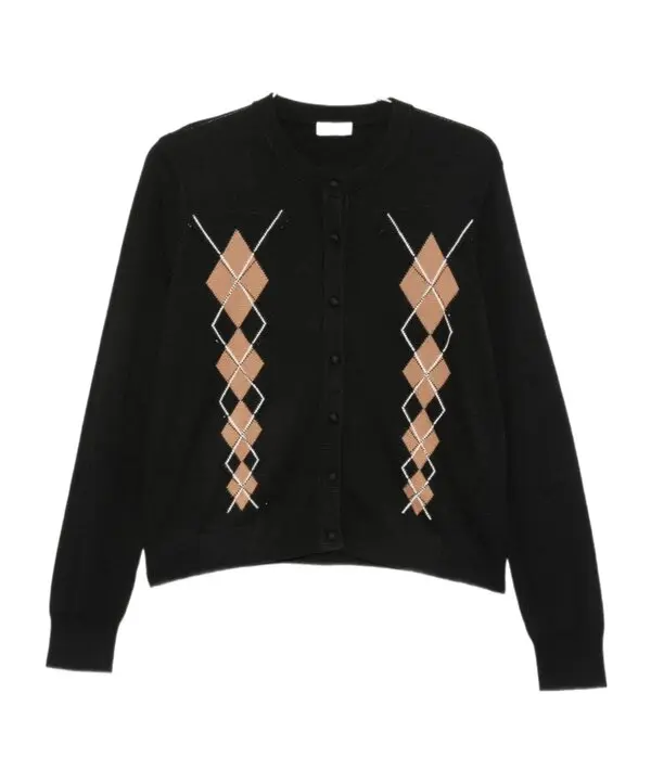 Liu Jo Argyle-intarsia Buttoned Cardigan - Black