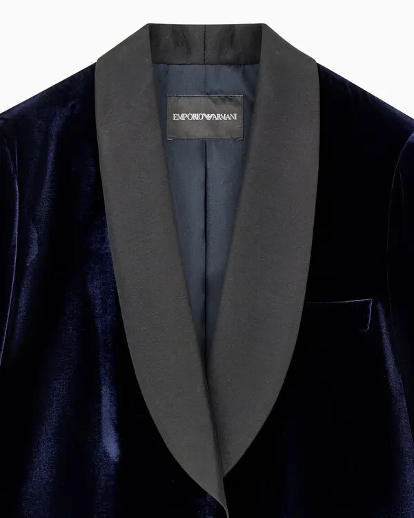 Emporio Armani Velvet Blazer With Satin Shawl Collar