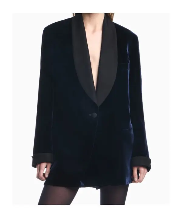 Emporio Armani Velvet Blazer With Satin Shawl Collar