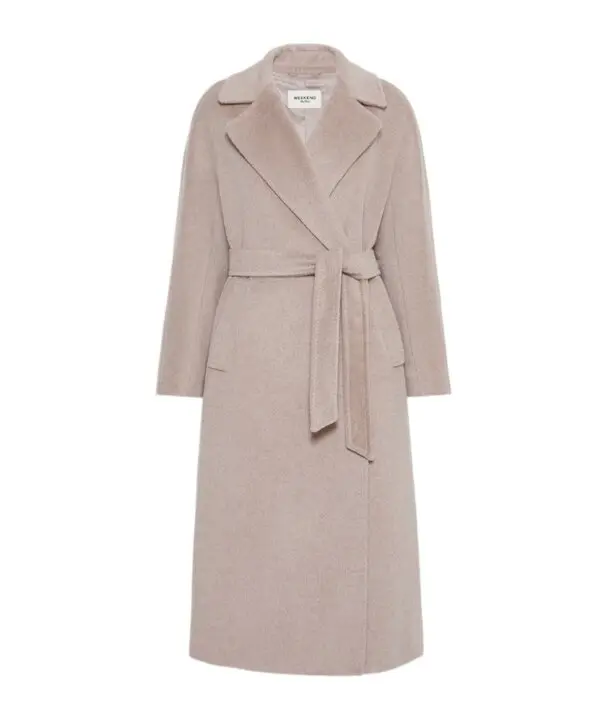 Max Mara Belted Wool Wrap Coat - Sand