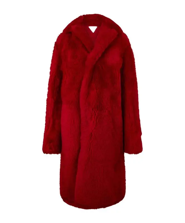 Bottega Veneta Textured Teddy Coat - Red