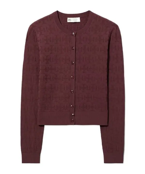 Tory Burch T Monogram Jacquard Cardigan - Red