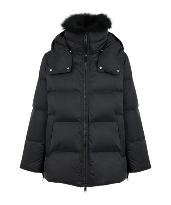 YVES SALOMON Hooded Quilted Down Jacket - Black