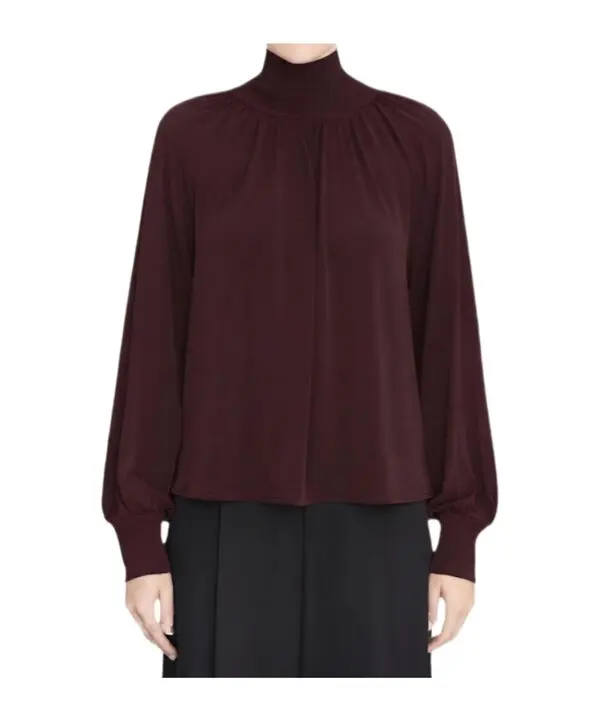 Vince Ribbed-trim High-neck Long-sleeve Top