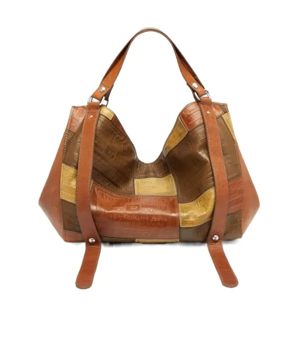 DIESEL® D-one Medium Top-handle Bag In Patchwork Leather - Brown