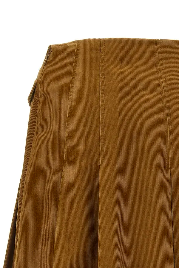 Tory Burch Corduroy Pleated Skirt - Terracotta