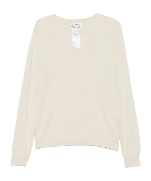 MAISON MARGIELA V-neck Long Sleeve Sweater - White