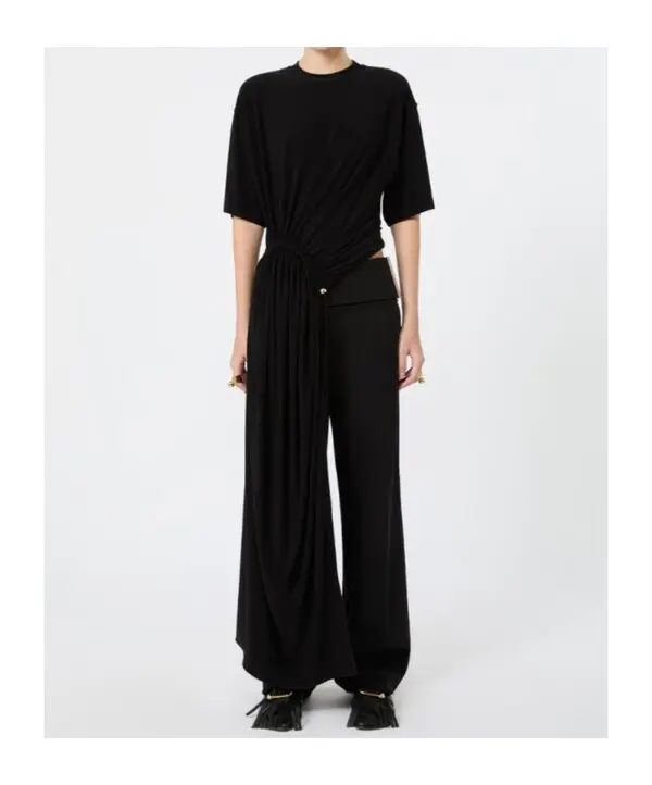 Max Mara Draped T-shirt Top With Adjustable Train