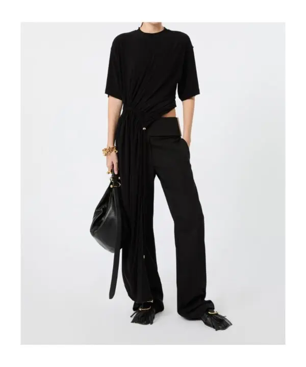 Max Mara Draped T-shirt Top With Adjustable Train