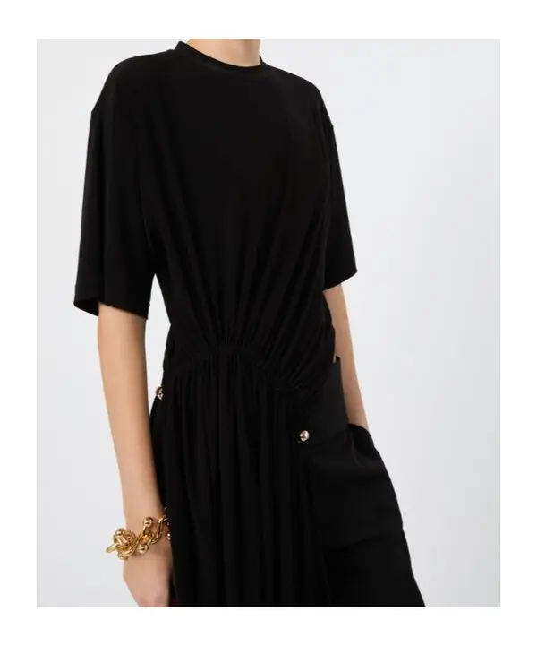 Max Mara Draped T-shirt Top With Adjustable Train