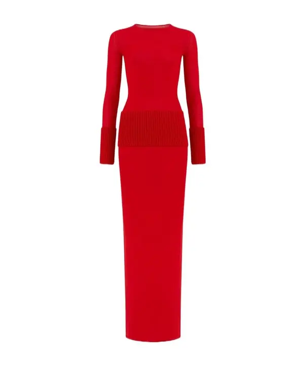 Alaïa Merino Bodycon Dress - Red
