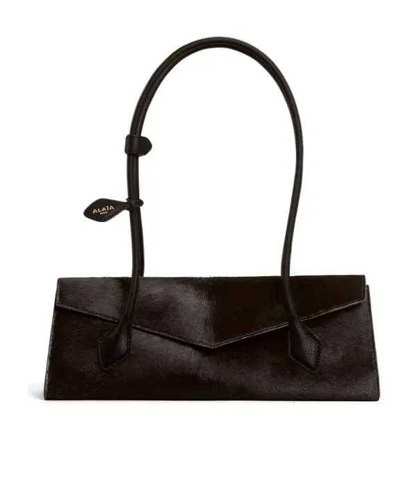 Alaïa Le Teckel Flap Medium Bag In Haircalf - Chocolate