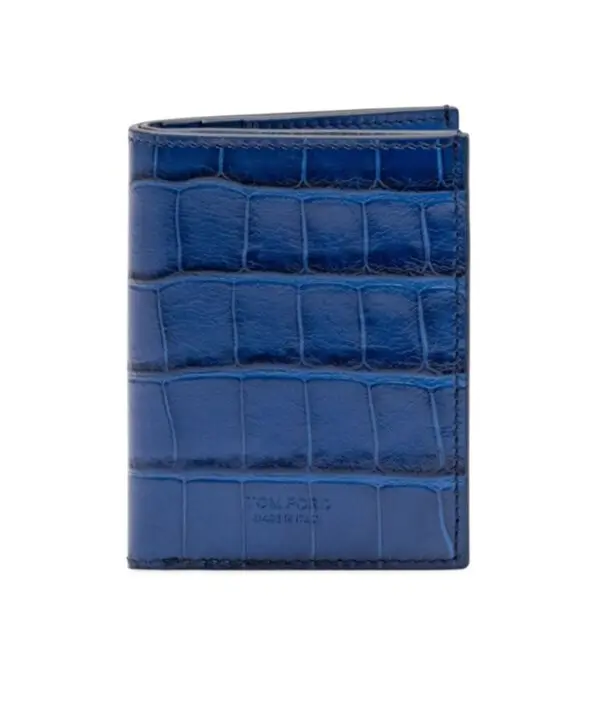 TOM FORD Logo Embossed Bifold Wallet - Blue