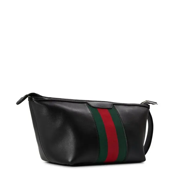 Gucci Leather Clutch Bag With Web Stripe