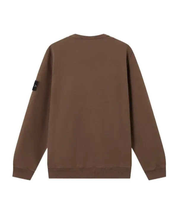 Stone Island Crewneck Sweatshirt With Ribbed Inserts - Umber