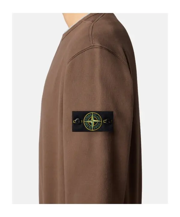 Stone Island Crewneck Sweatshirt With Ribbed Inserts - Umber