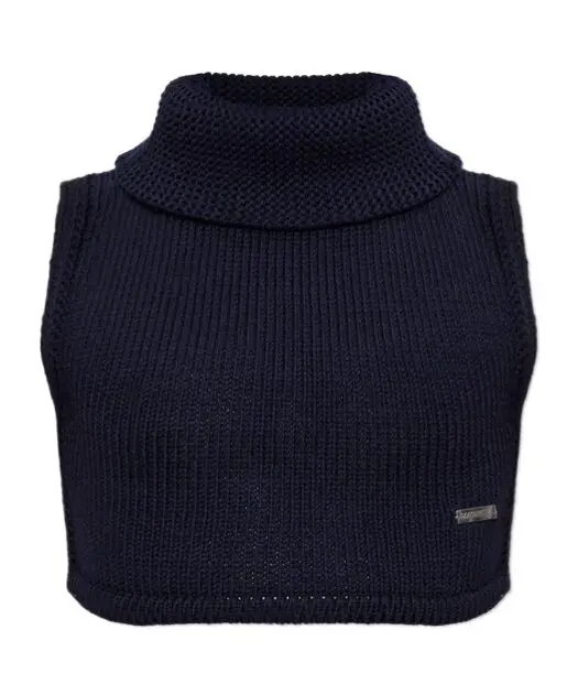 Dsquared2 Wool Cropped Turtleneck Vest - Navy