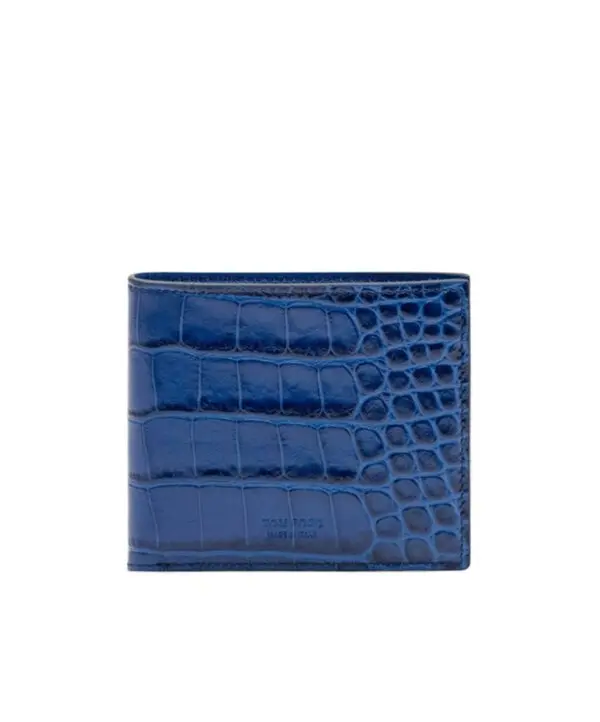 TOM FORD Logo Embossed Bifold Wallet - Blue