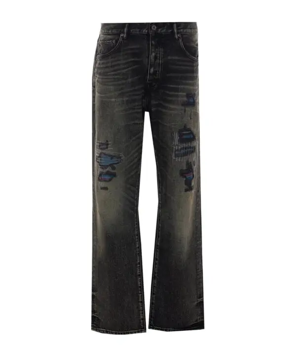 PURPLE BRAND Distressed Patchwork-detail Jeans - Black