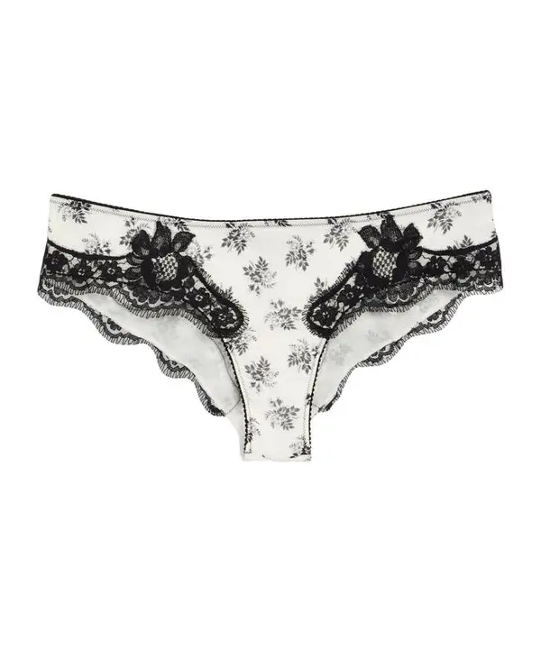 Dolce & Gabbana Printed Lace-trimmed Panties - White